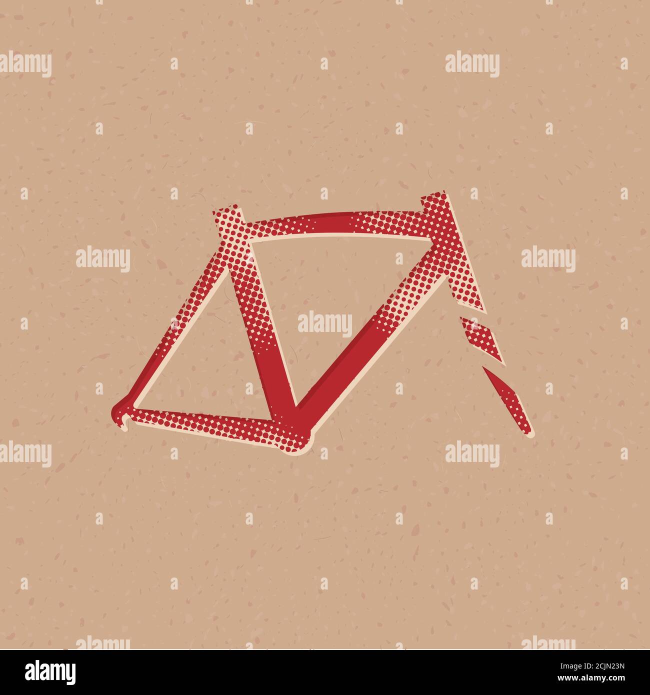 Bicycle frame icon in halftone style. Grunge background vector ...