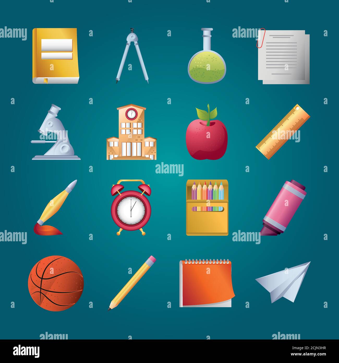set of icons school in blue background vector illustration design Stock ...