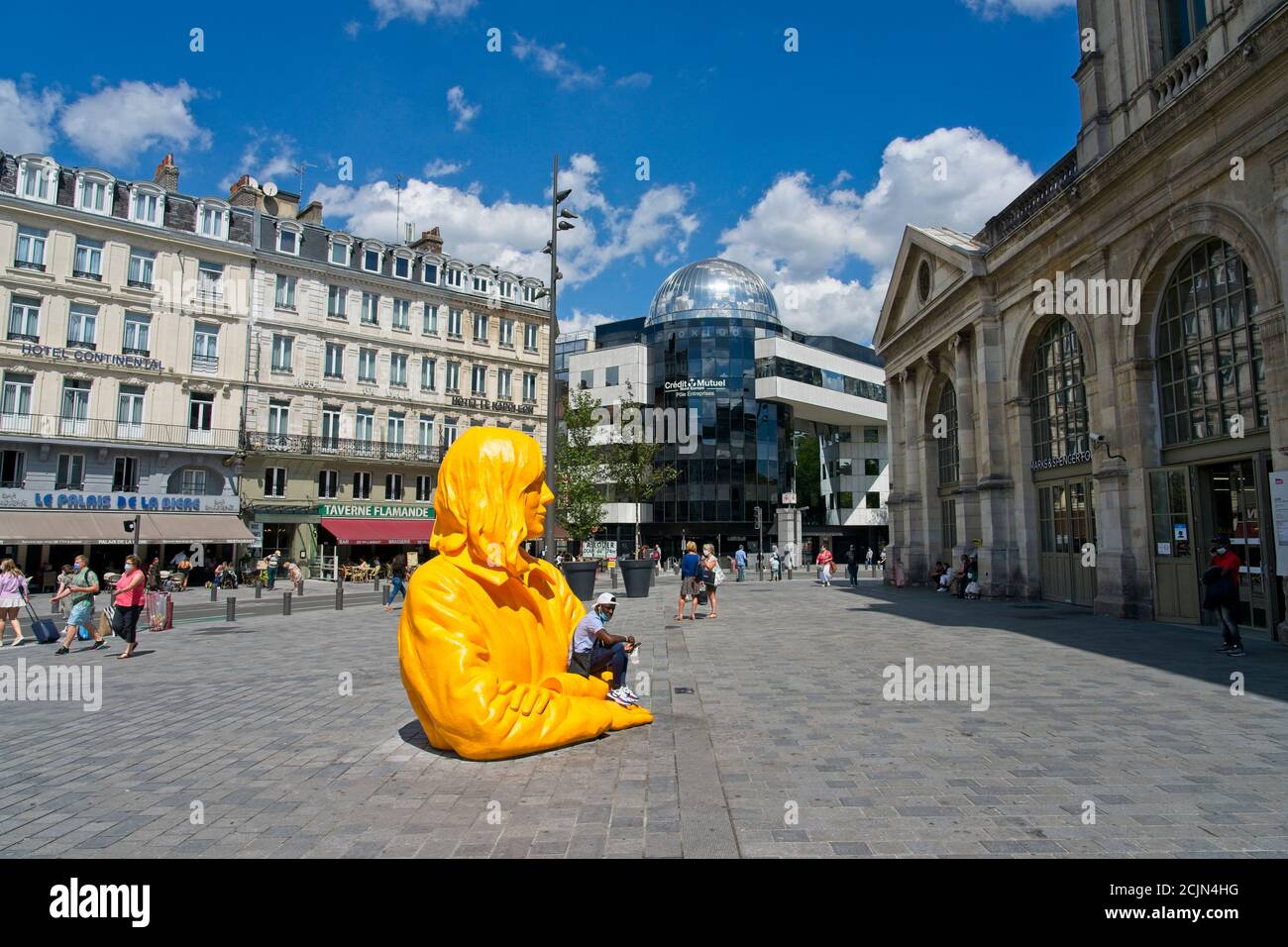 Lille France - 4 August 2020 - In front of Lille Flanders railway ...