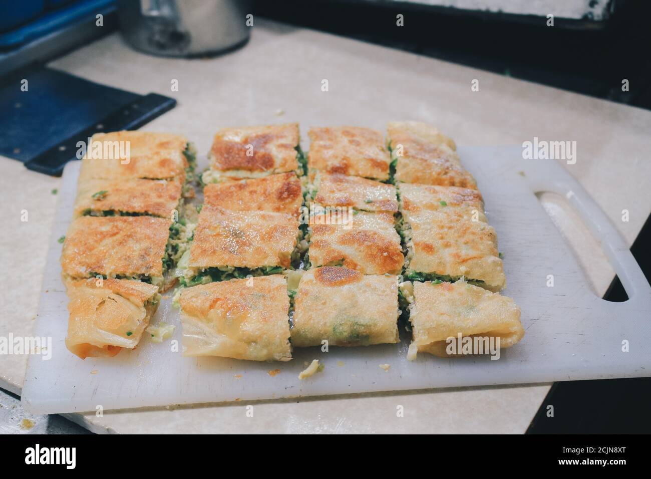 Martabak Telor or omelette martabak. Savoury pan-fried pastry stuffed ...