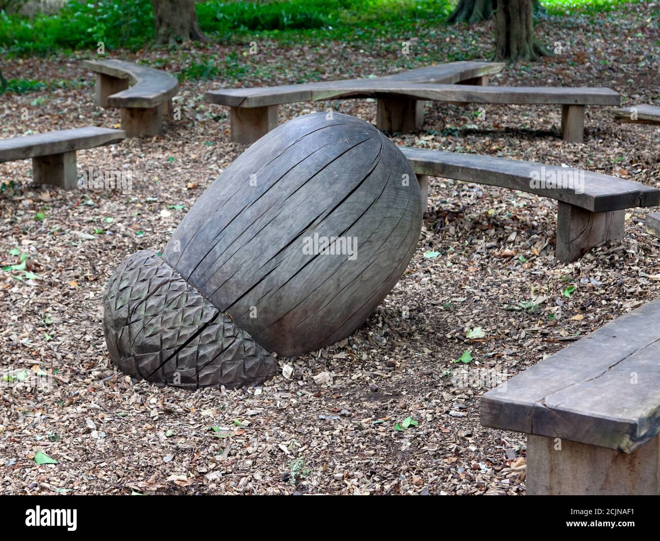 Close-up of a Giant Carved Wood Acorn, at Walmer Castle and Gardens ...