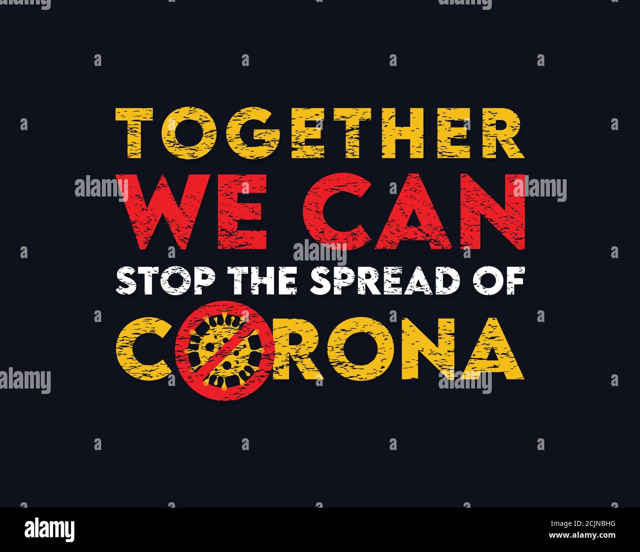 a vector illustration of stop the spread of germ corona virus, together ...