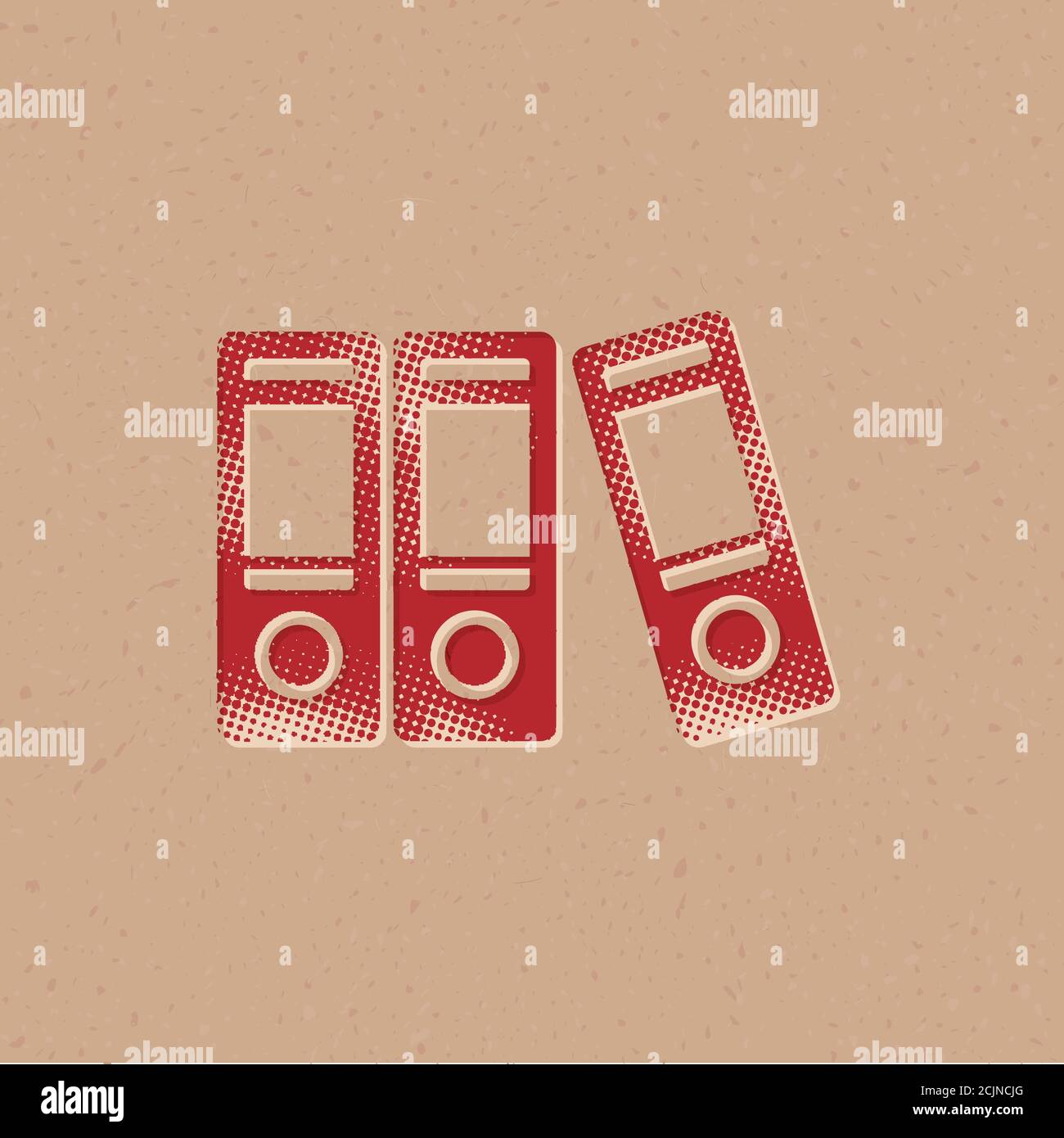 Office folder icon in halftone style. Grunge background vector ...