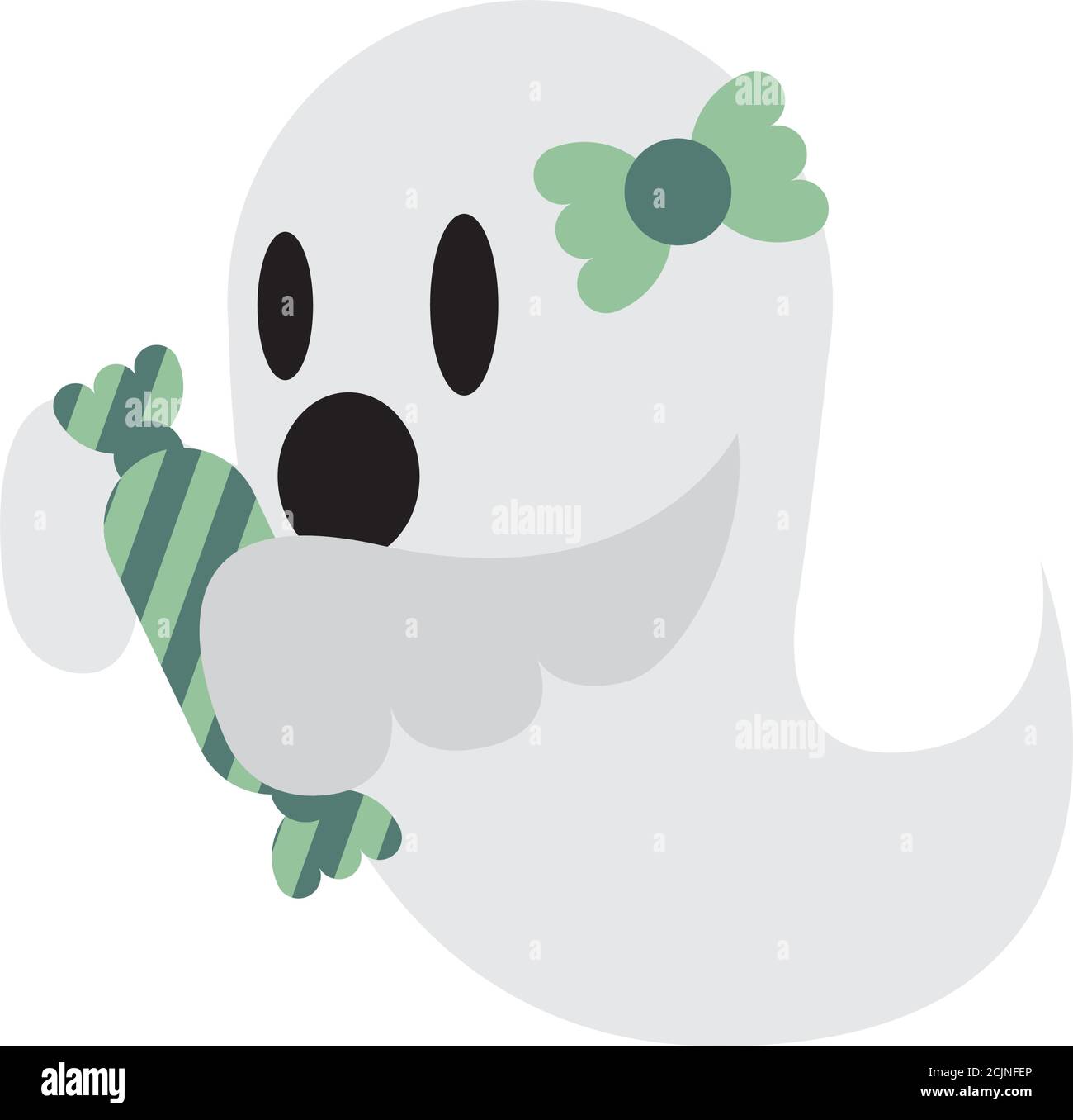 Halloween ghost cartoon with candy design, Holiday and scary theme ...