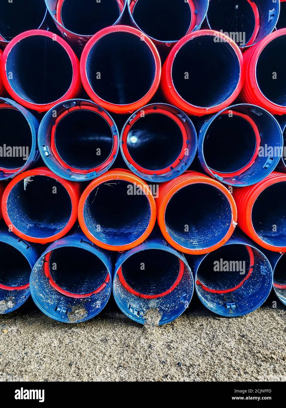 Vertical closeup shot of pipes, civil engineering, public utilities ...
