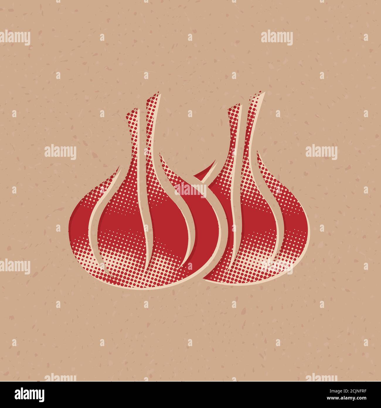 Garlic icon in halftone style. Grunge background vector illustration ...