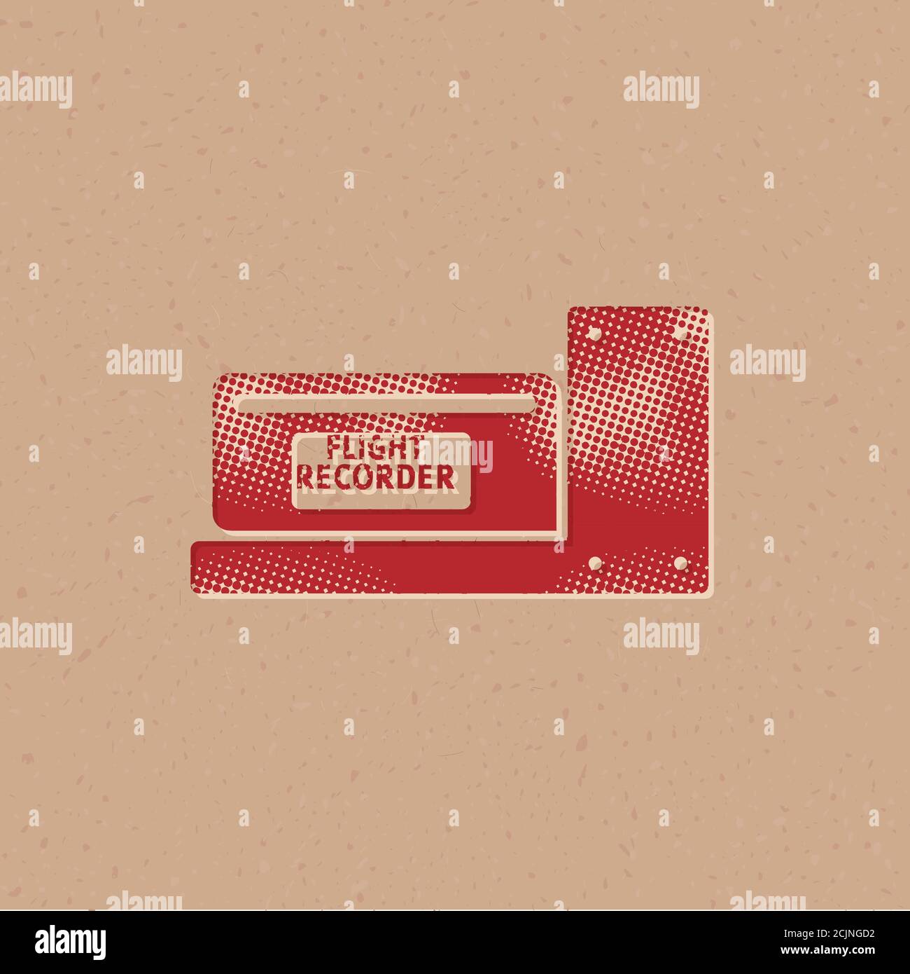 Flight recorder icon in halftone style. Grunge background vector ...