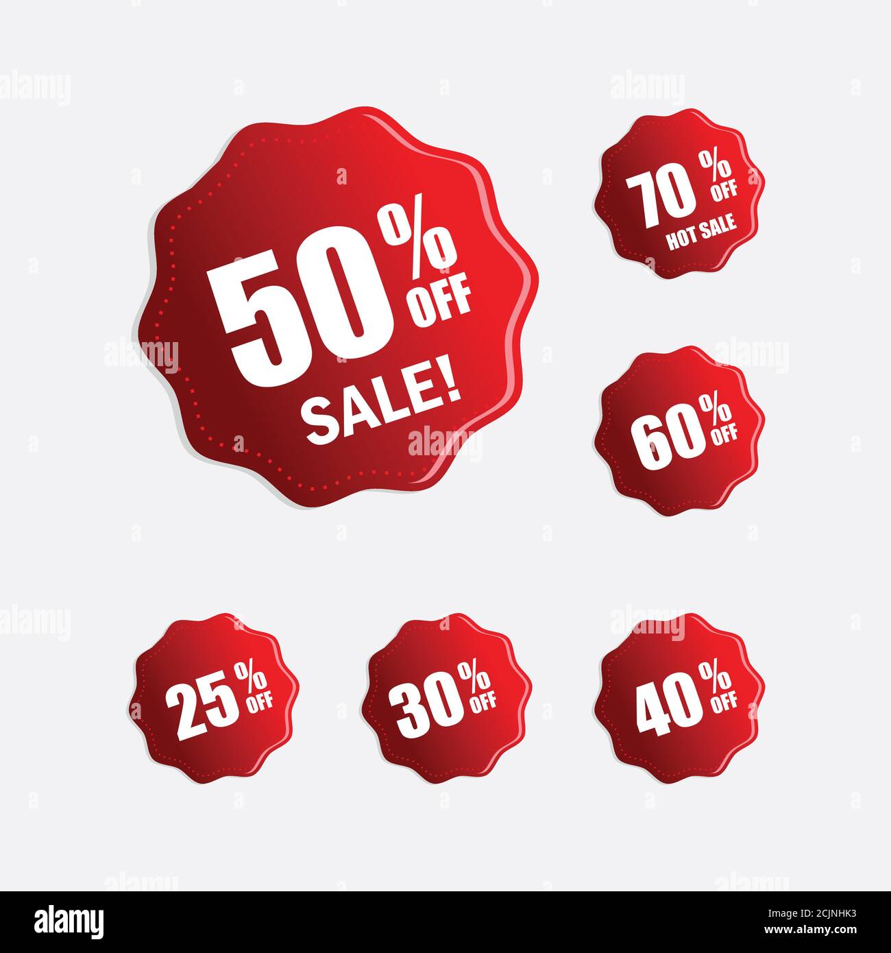 A set of Red color percentage sale banner template for sales promotion ...