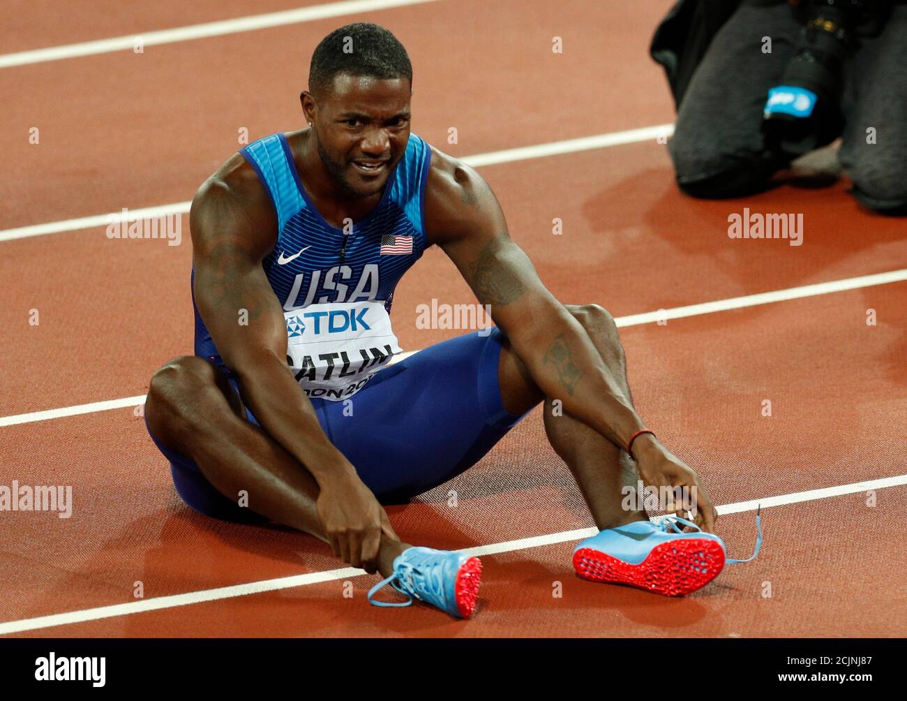 100 m justin gatlin hi-res stock photography and images - Alamy