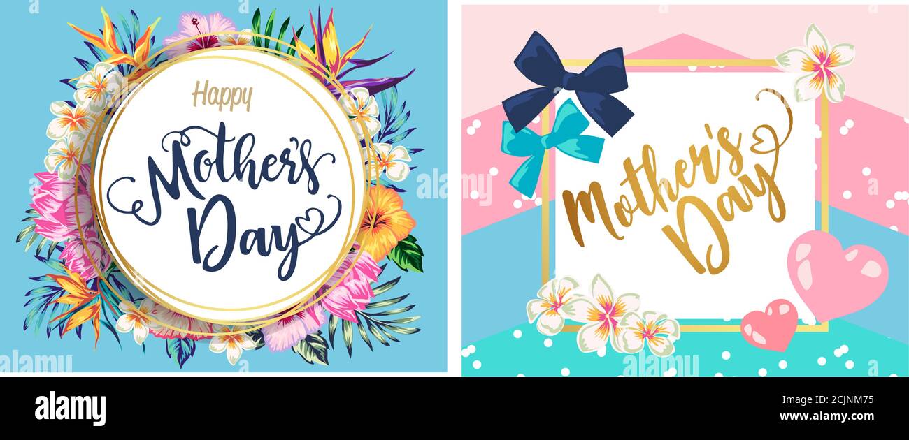 Happy Mothers Day Layout Design With Roses Lettering Ribbon Frame