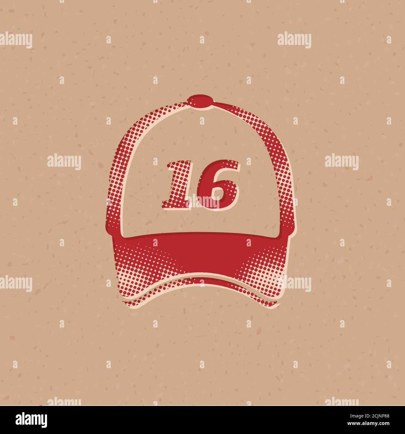 Sport hat icon in halftone style. Grunge background vector illustration ...