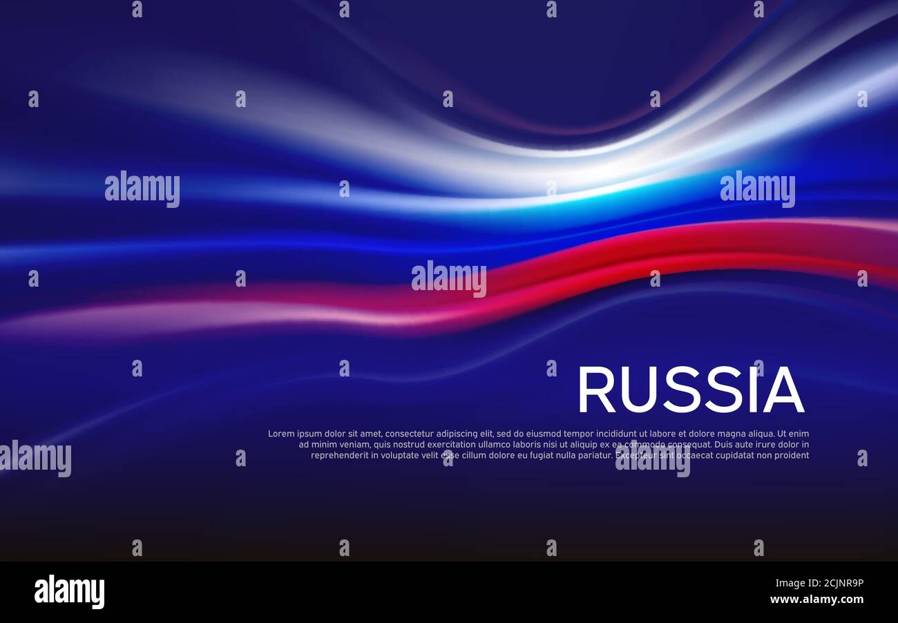 Russia flag background. Blurred pattern of light lines in the colors of ...