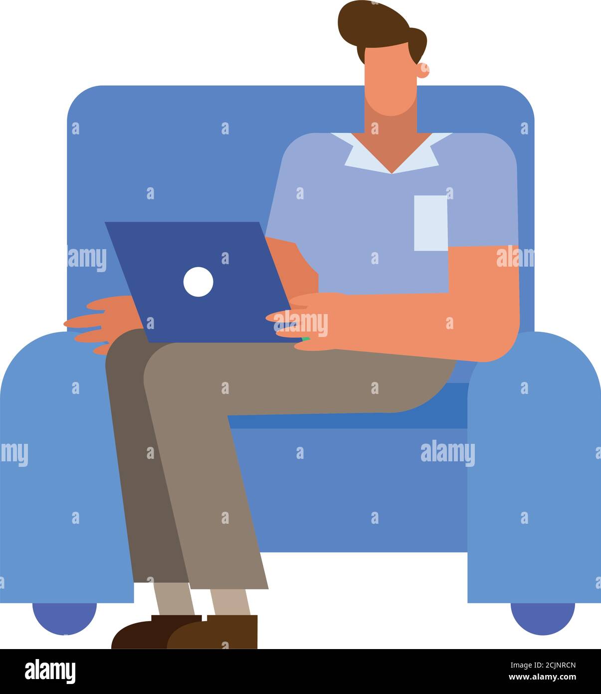 Businessman cartoon with laptop on chair design, business and ...