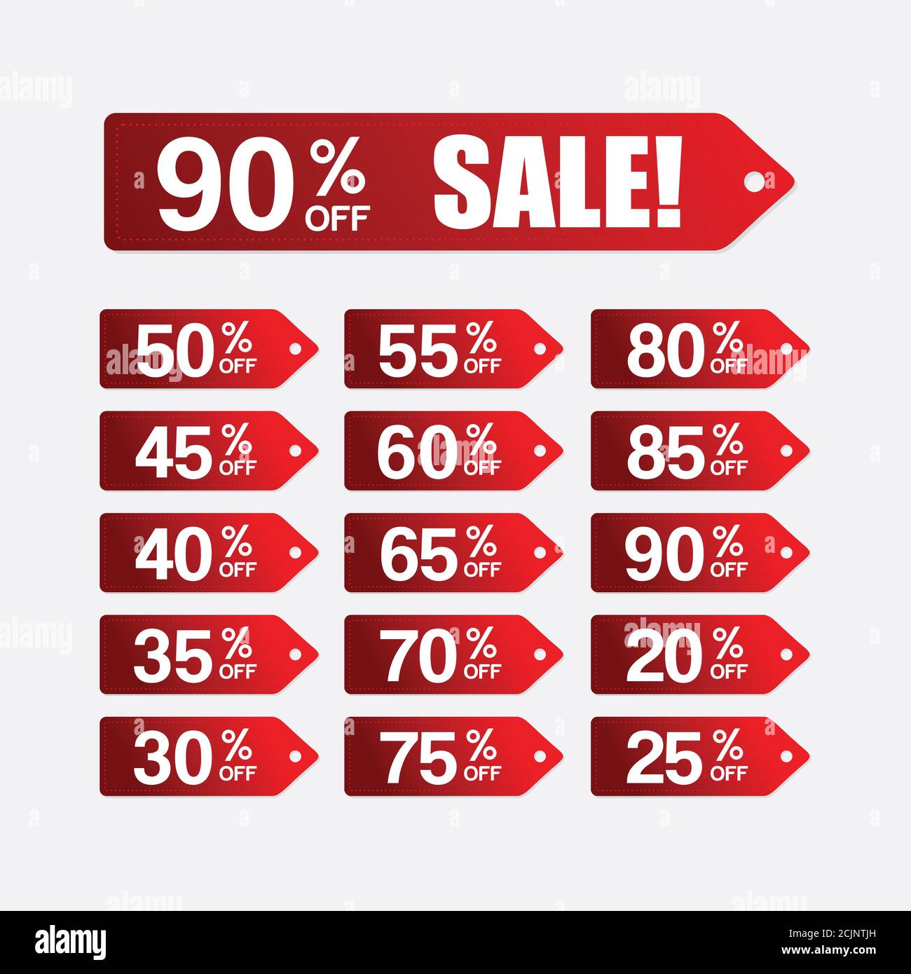 A set of Percentage Sale Banner Template in dark red color vector ...