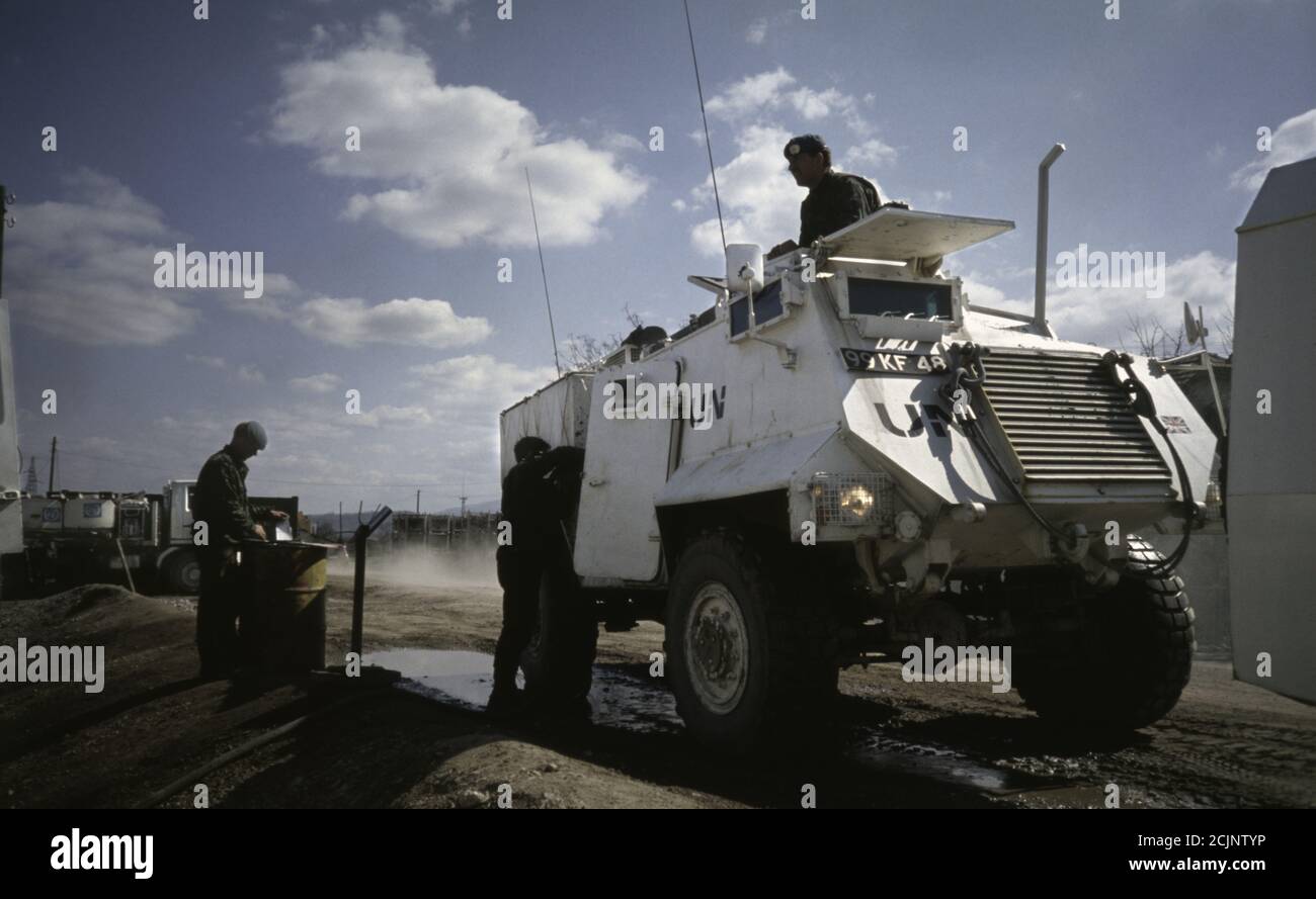 30th March 1994 During the war in Bosnia: a British Army Saxon APC of ...
