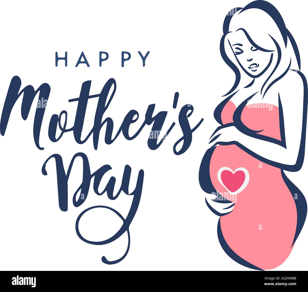 happy mothers day greeting card template, stylized symbol of mom and ...