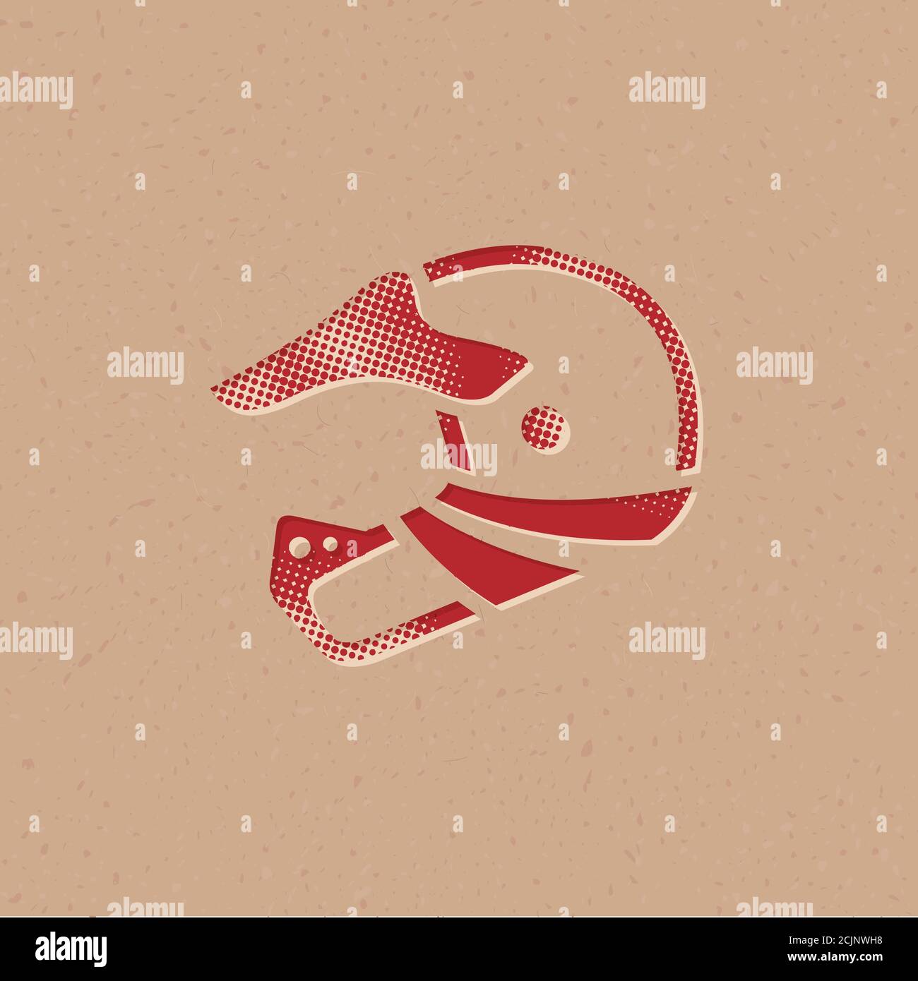 Baseball helmet icon in halftone style. Grunge background vector ...