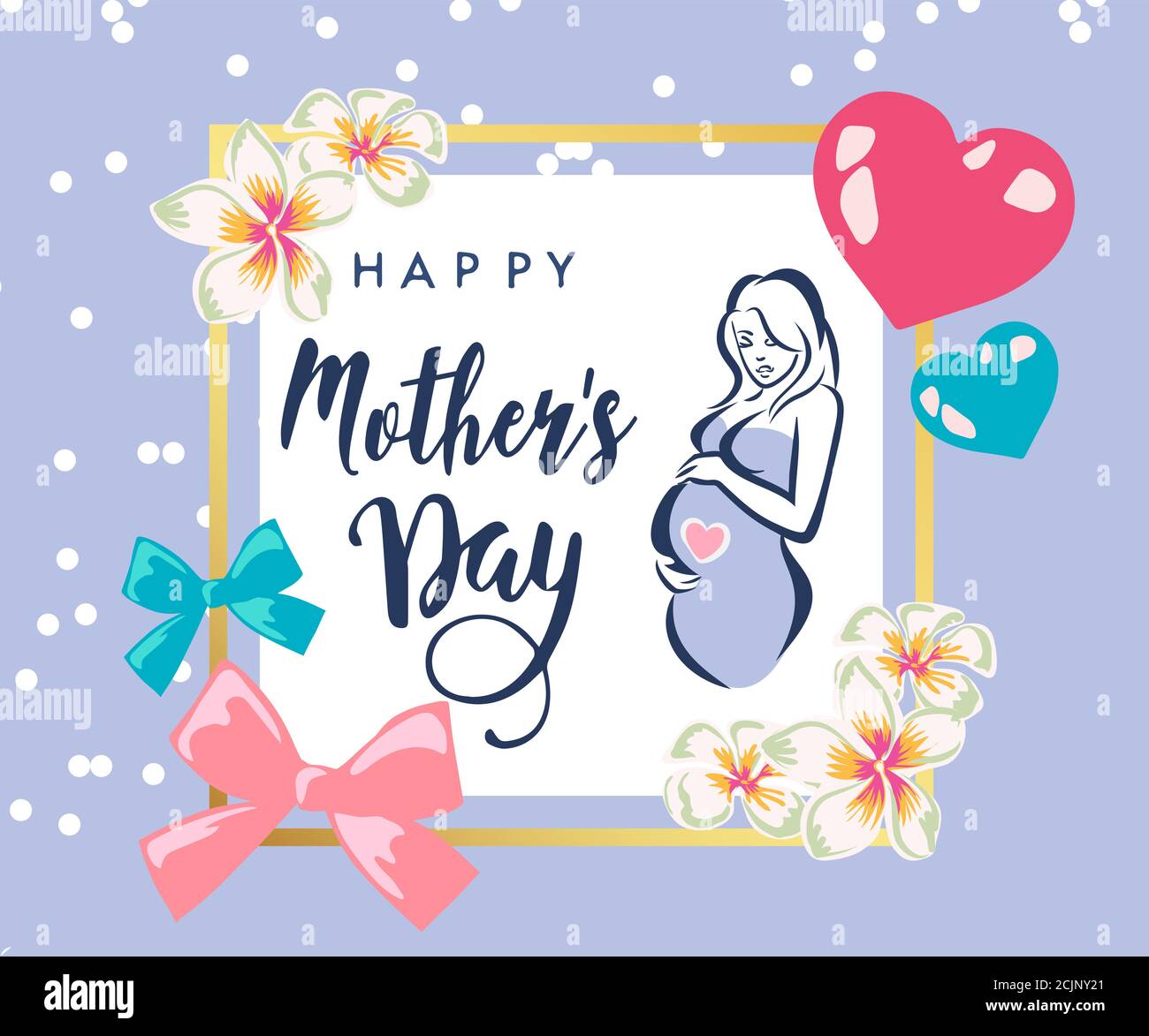 happy mothers day greeting card template, stylized symbol of mom and ...
