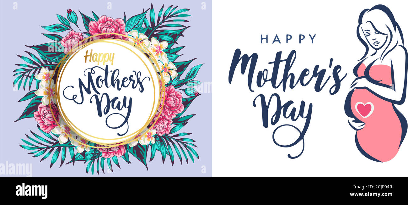 happy mothers day greeting card template, stylized symbol of mom and ...