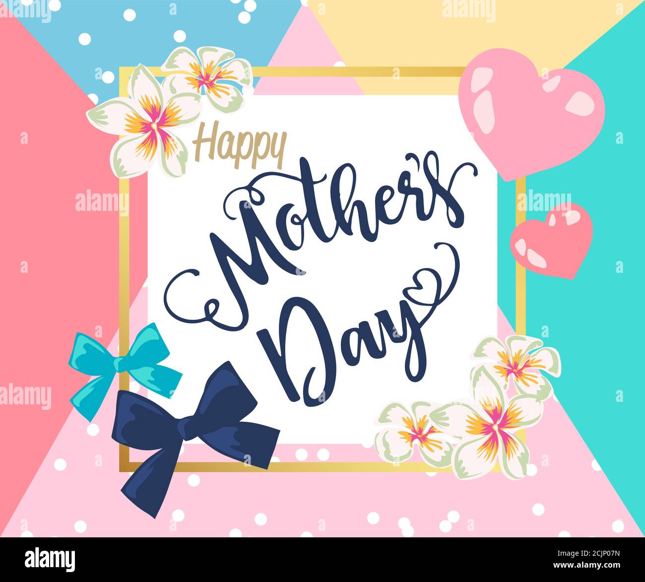 Happy Mothers Day Layout Design With Roses Lettering Ribbon Frame