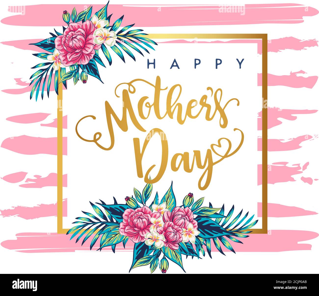 Happy Mothers Day Layout Design With Roses Lettering Ribbon Frame