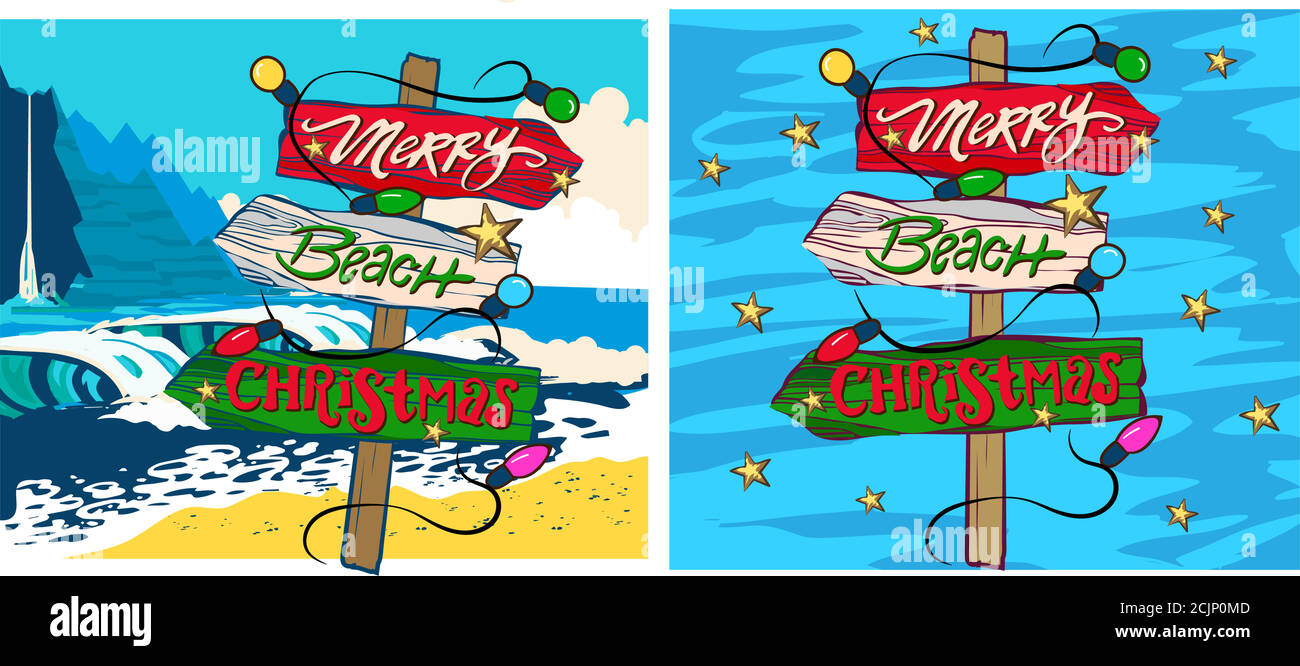 Christmas signs beach, Christmas on the beach, comic signs on the beach ...
