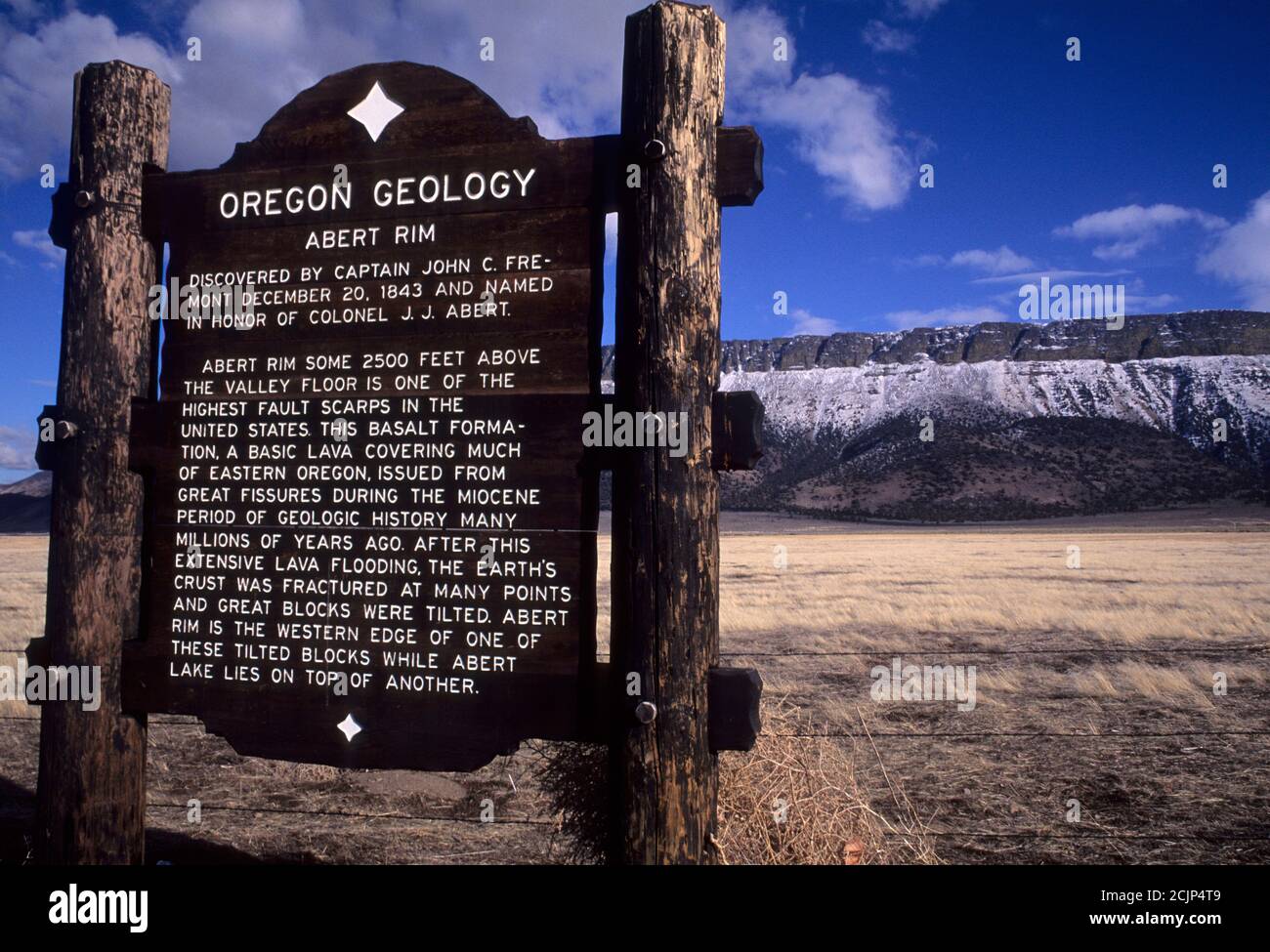 Roadside geology sign to Abert Rim, Lake County, Oregon Stock Photo - Alamy