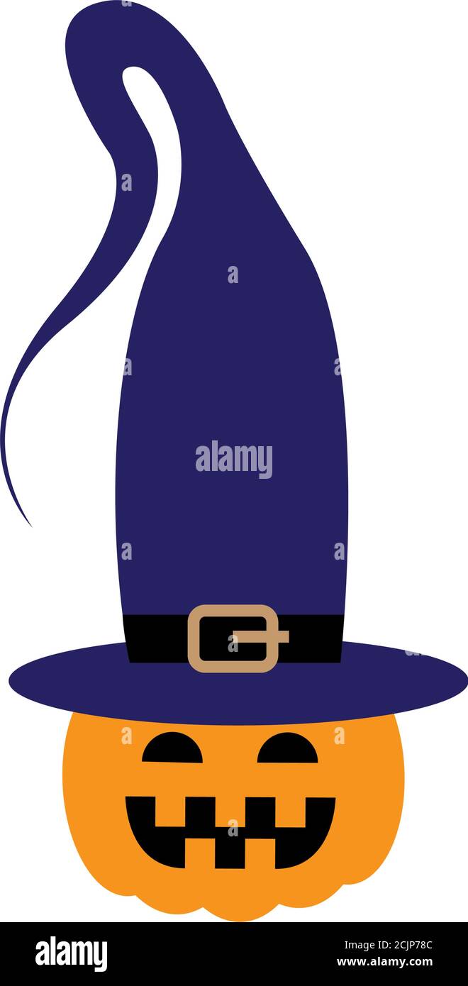 Halloween pumpkin cartoon with hat design, Holiday and scary theme ...