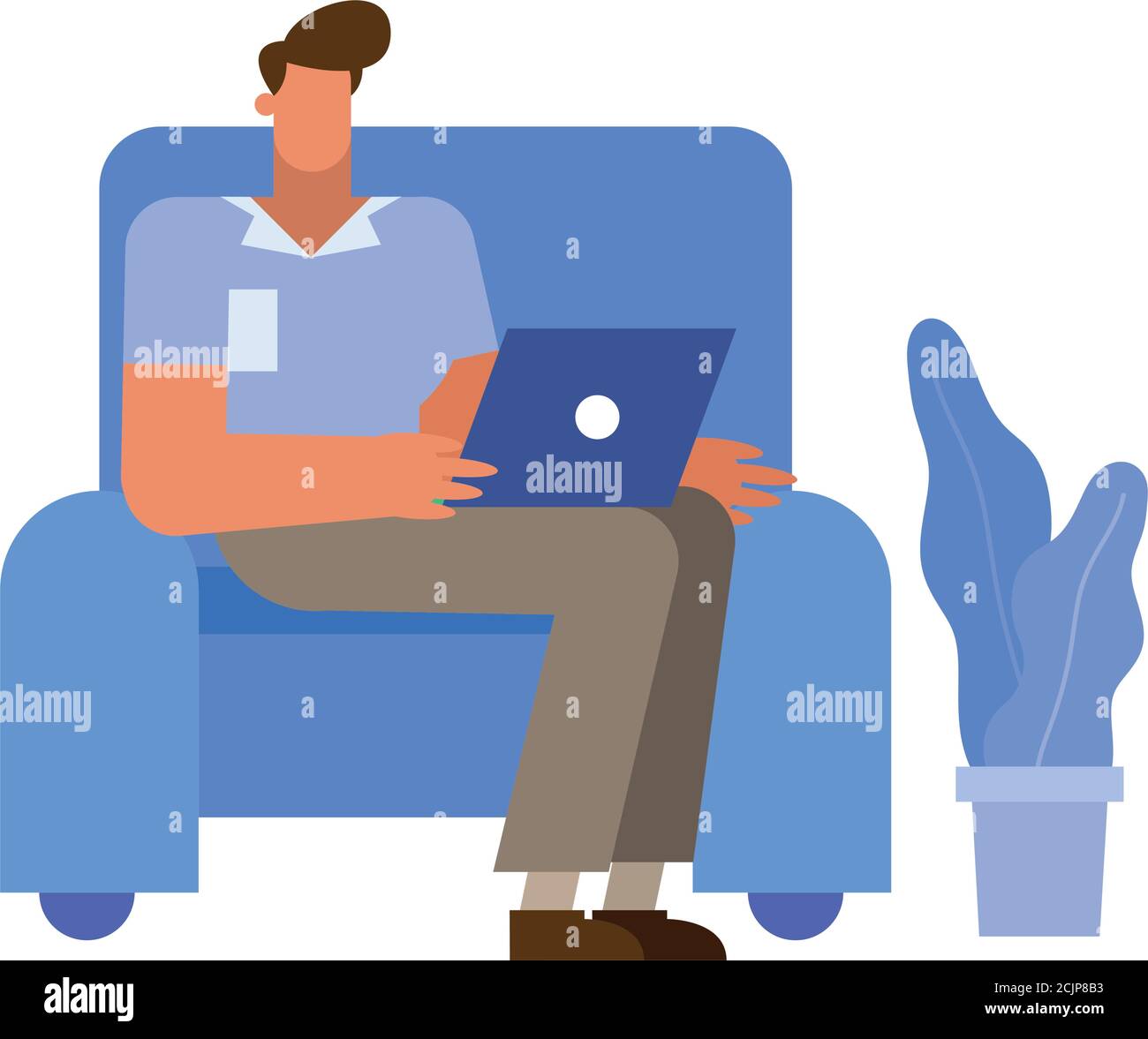 Businessman cartoon with laptop on chair design, business and ...