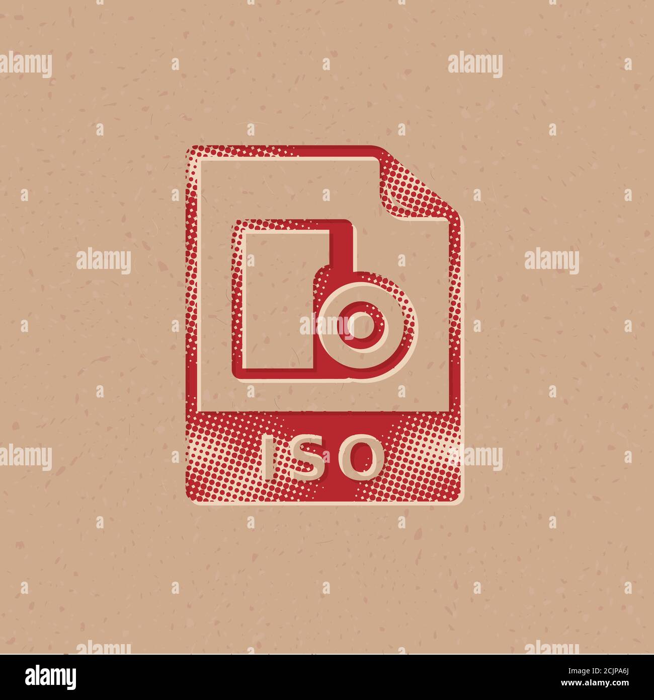 ISO file format icon in halftone style. Grunge background vector ...