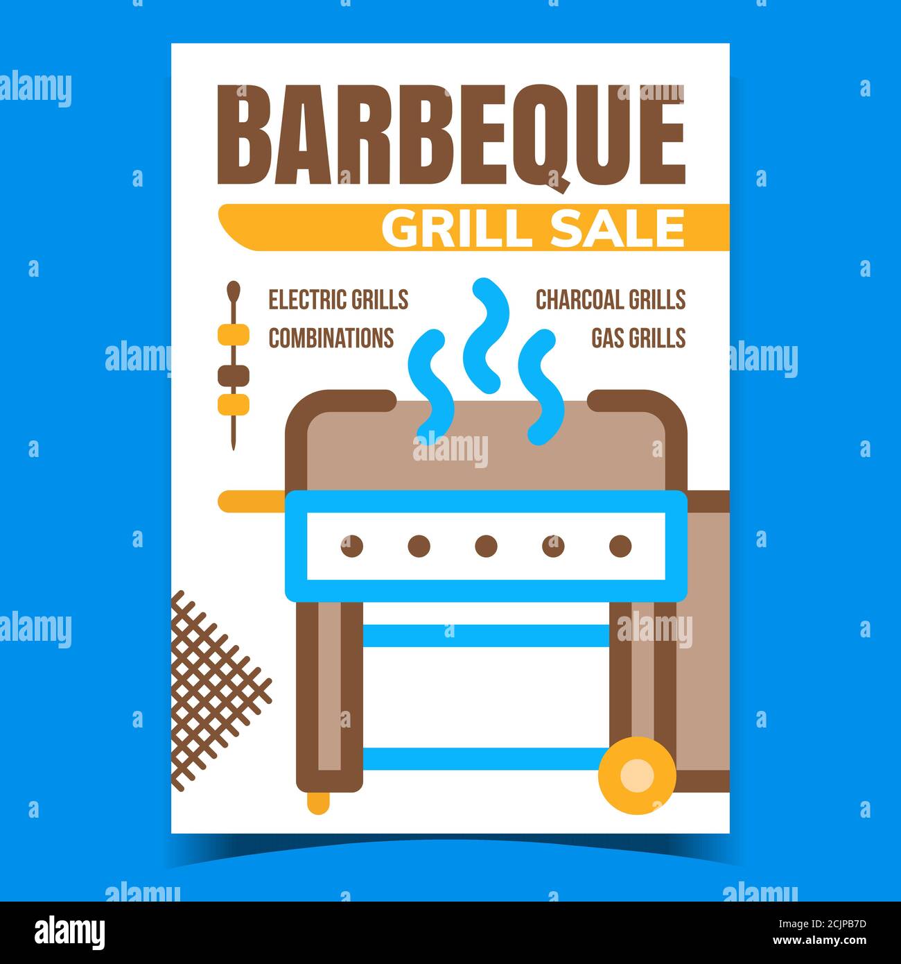 Barbeque Grill Sale Advertising Poster Vector Stock Vector Image & Art ...