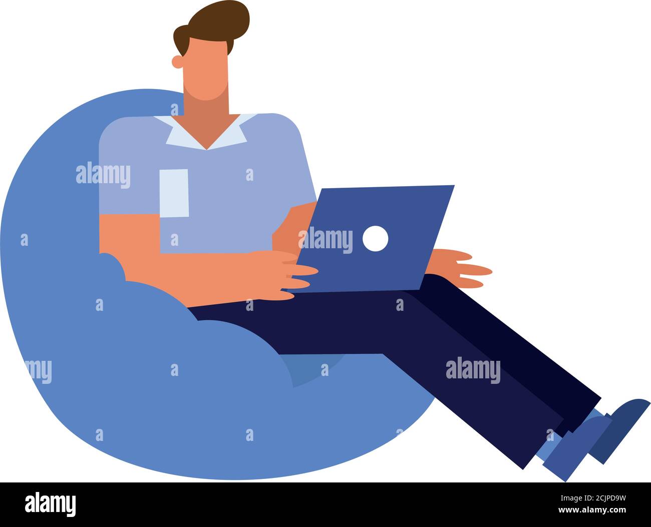 Businessman cartoon with laptop on puf design, business and management ...