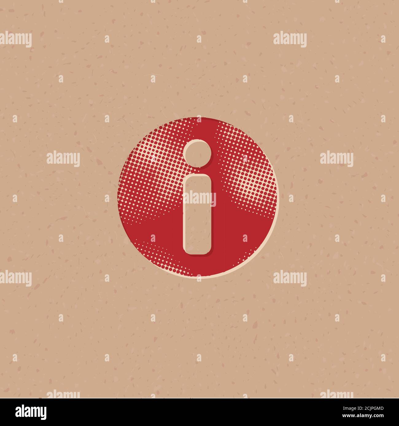 Info sign icon in halftone style. Grunge background vector illustration ...