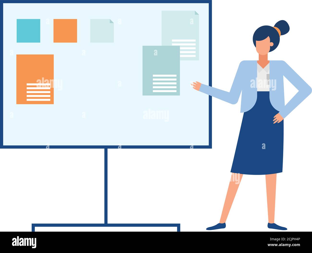 Businesswoman cartoon with board design, office business and management ...