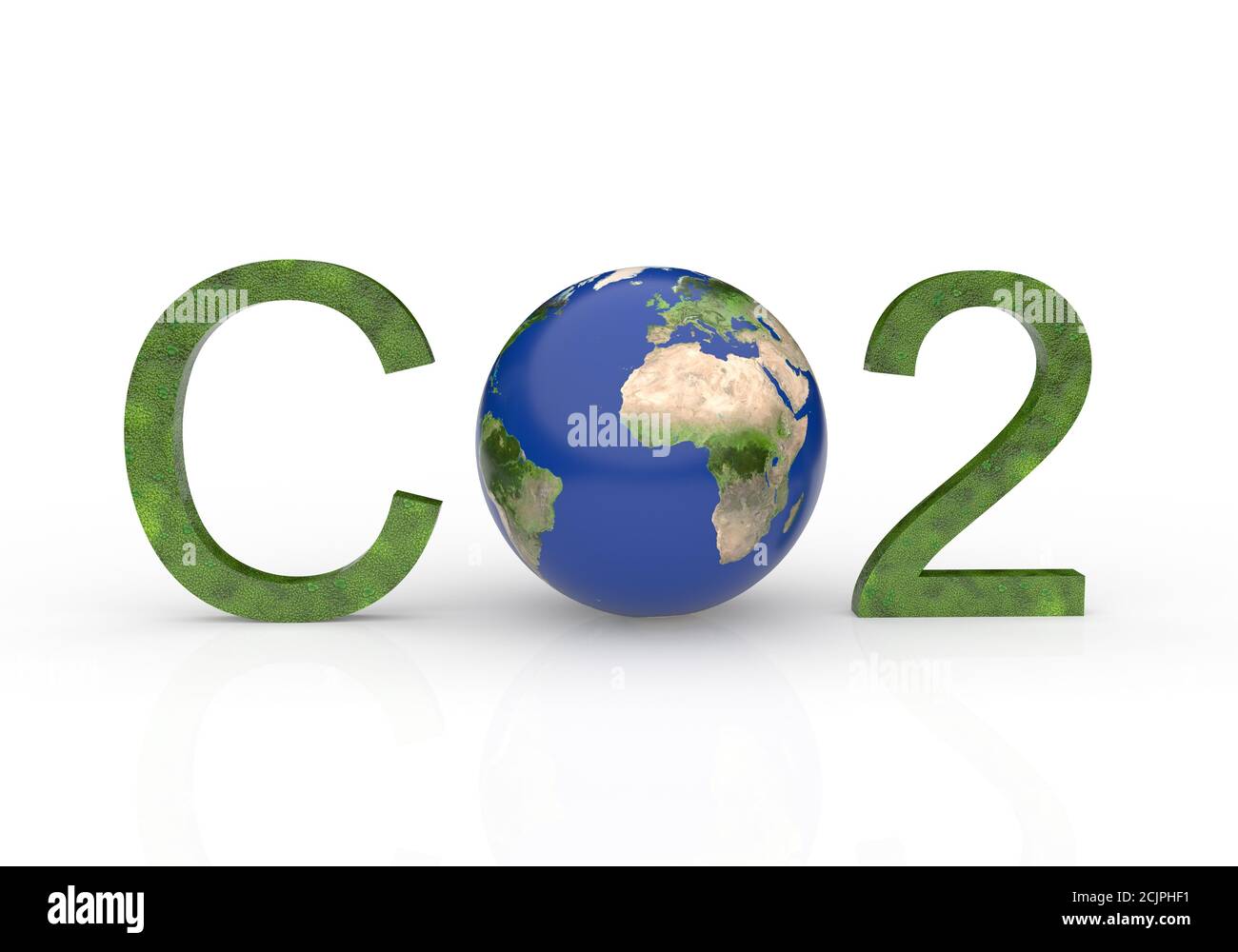chemical symbol CO2 for carbon dioxide in green - a globe is replacing ...
