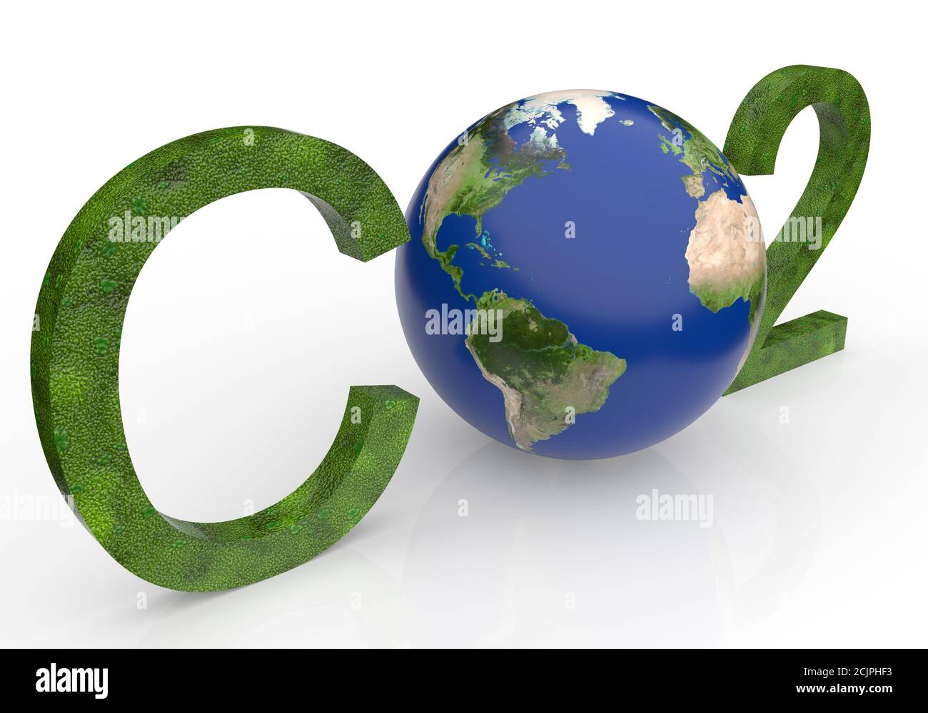 chemical symbol CO2 for carbon dioxide in green - a globe is replacing ...