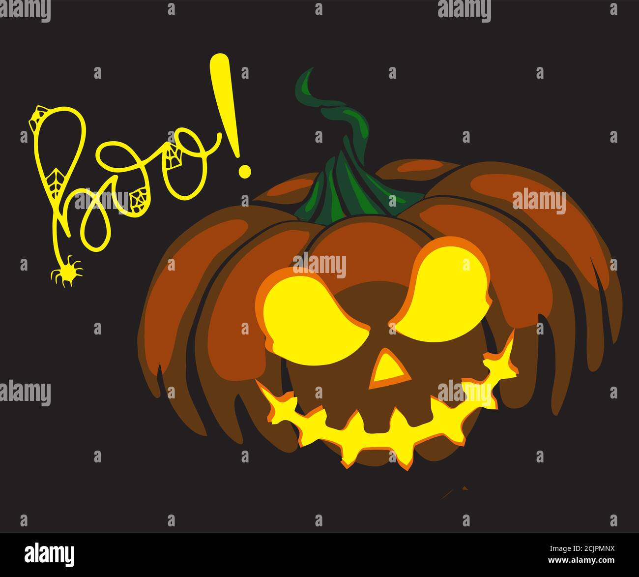 Halloween pumpkin with funny scary faces different shapes and colors ...