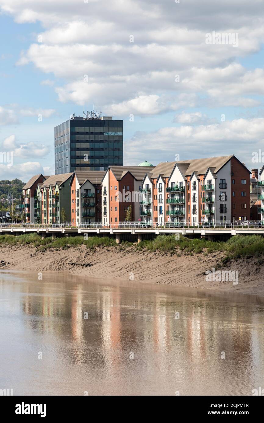 Riverfront housing development, Newport, Wales, UK Stock Photo - Alamy