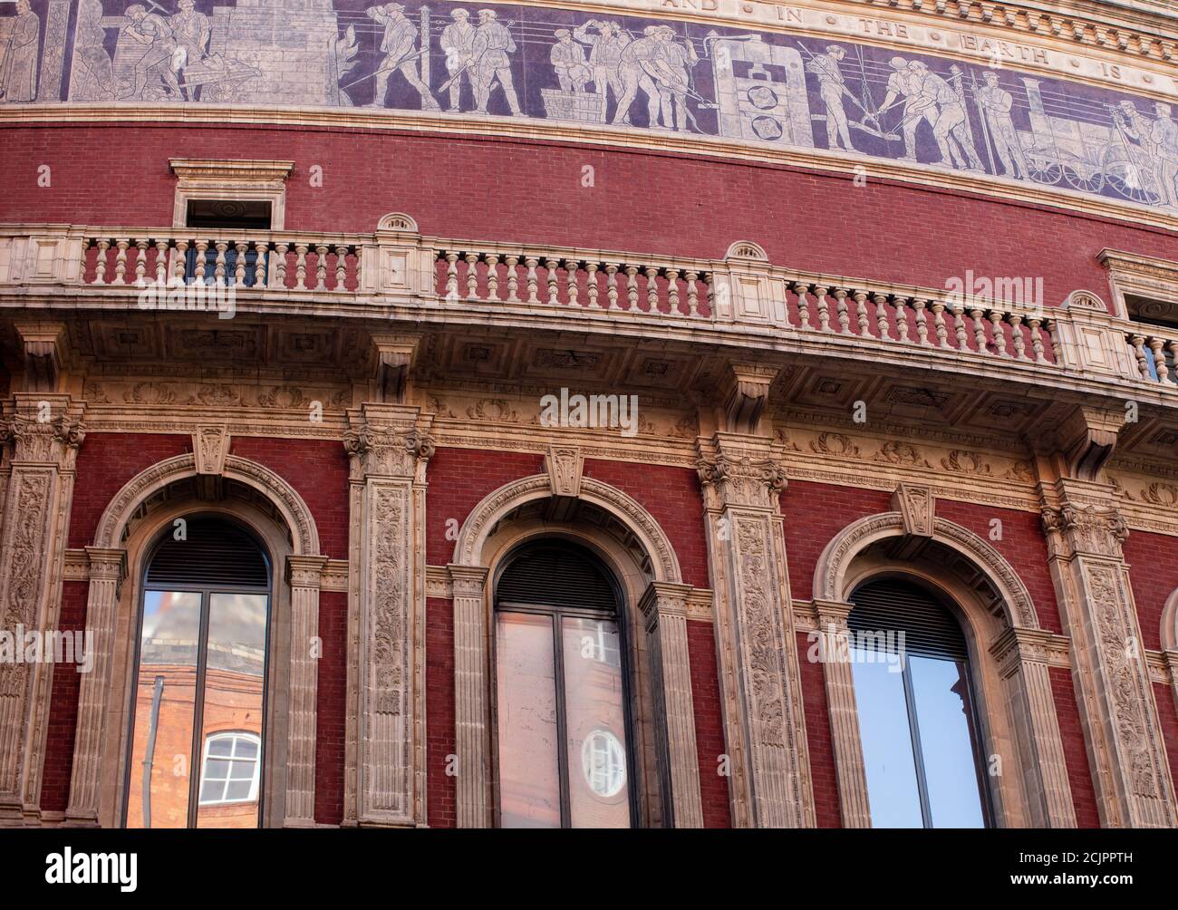 Details of brick and stone work on exterior of Royal Albert Hall ...