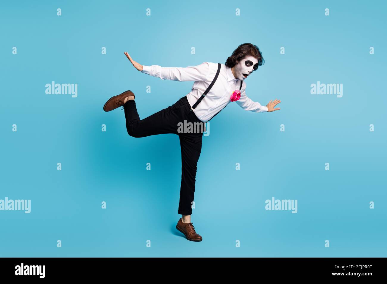 Full length body size view of his he handsome funky comic creepy ...