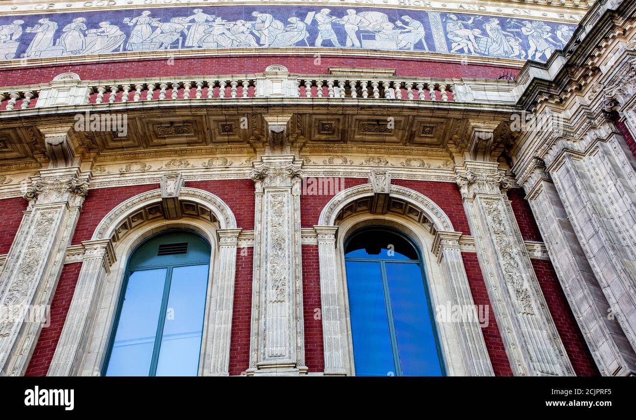 Details of brick and stone work on exterior of Royal Albert Hall ...