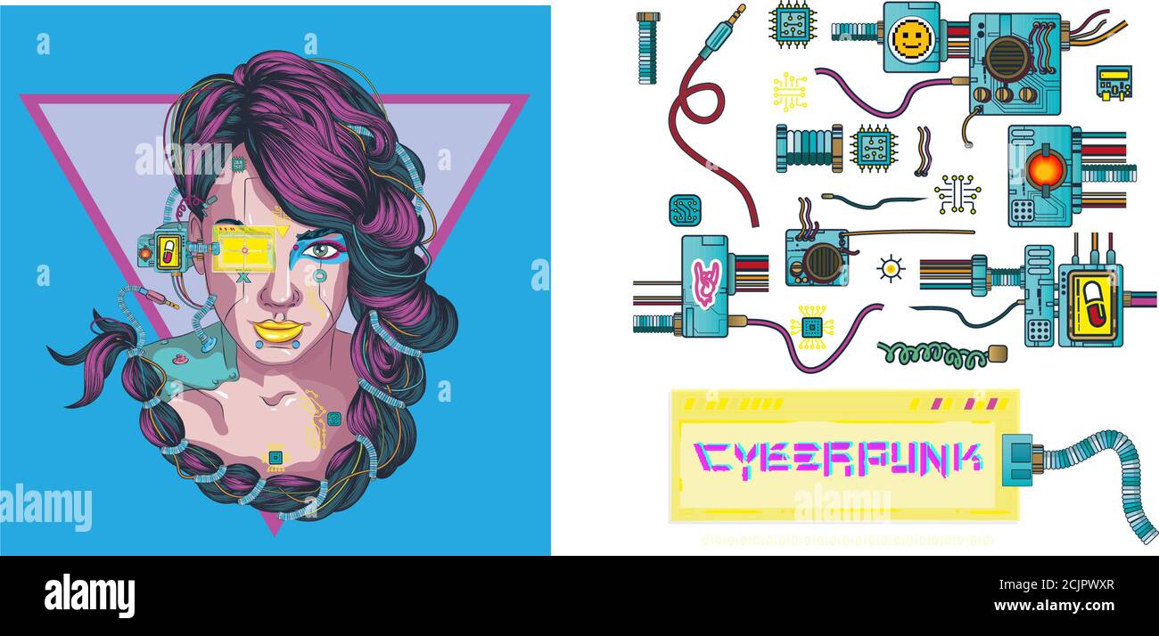 cyber woman virtual reality glasses, girl in virtual reality glasses ...