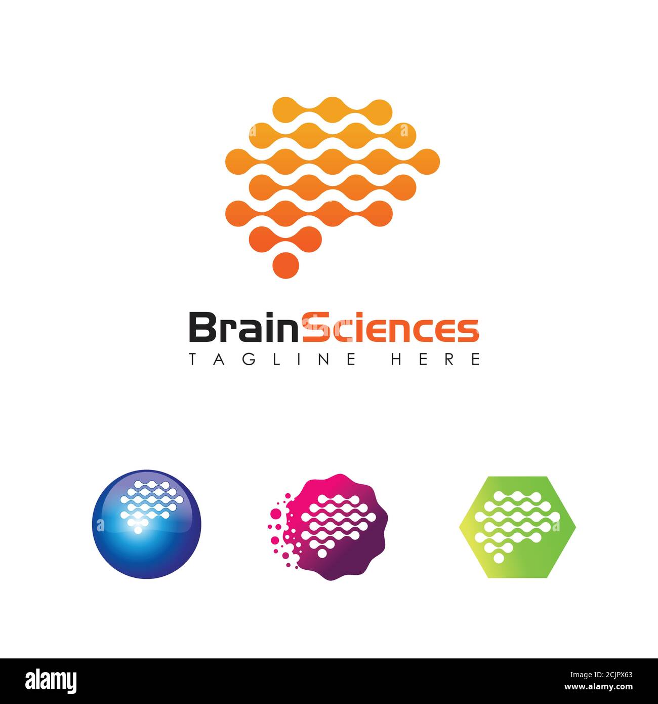A vector logos for science and technology company with brain sign ...