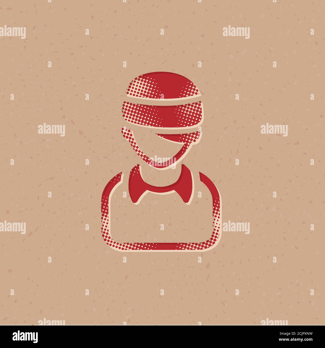 Injured head icon in halftone style. Grunge background vector ...