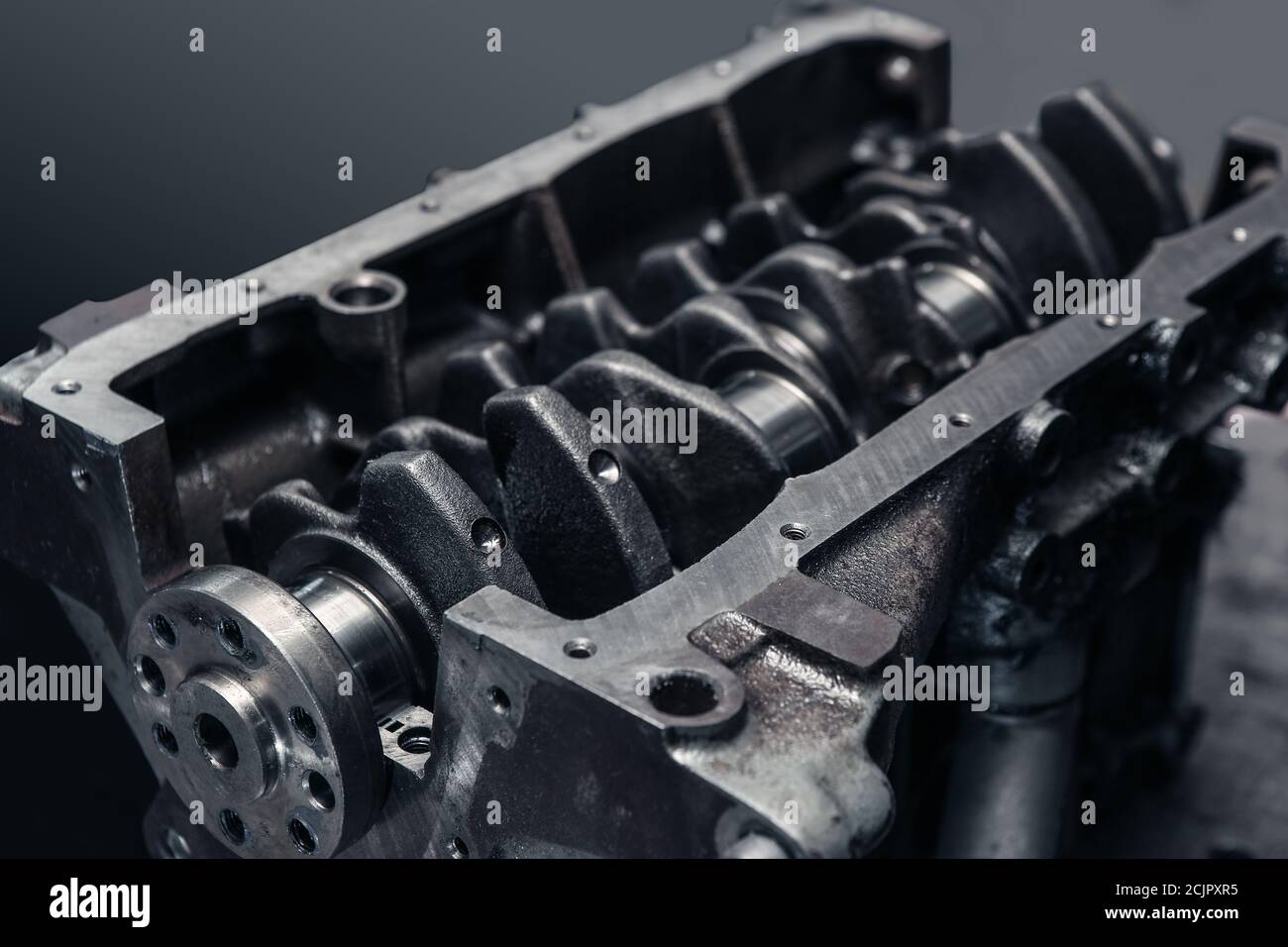 cover of block of petrol engine with cam-shafts Stock Photo - Alamy