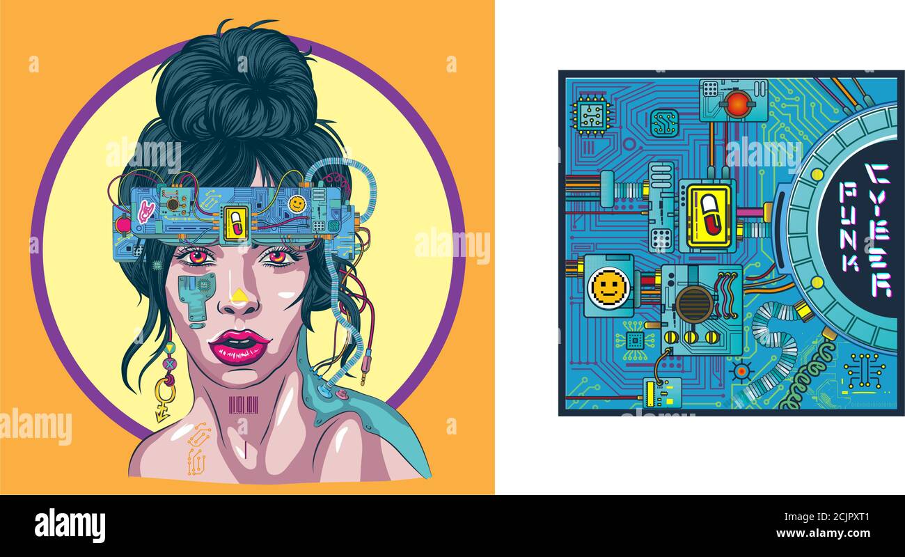 cyber woman virtual reality glasses, girl in virtual reality glasses ...