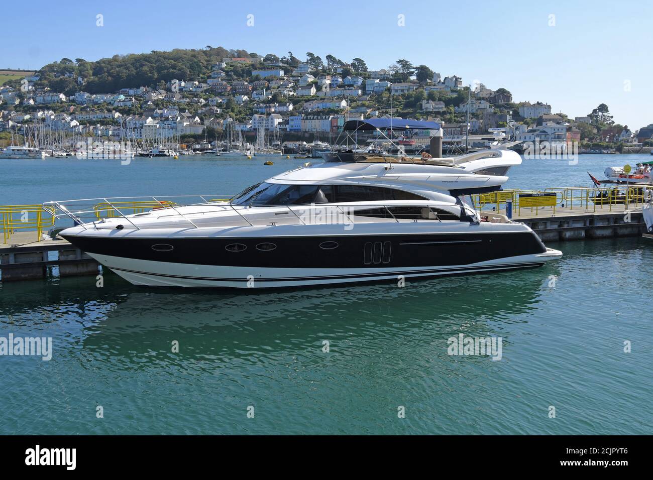 14th Sept/2020. Luxury private sea going motor cruiser moored on ...