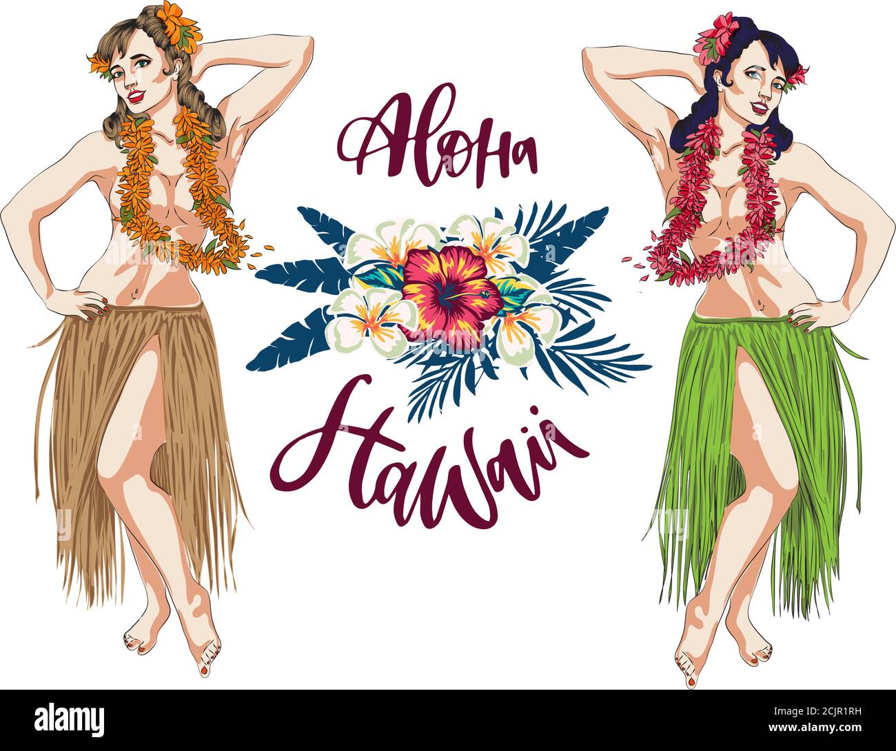 Retro hula girl illustration hi-res stock photography and images - Alamy