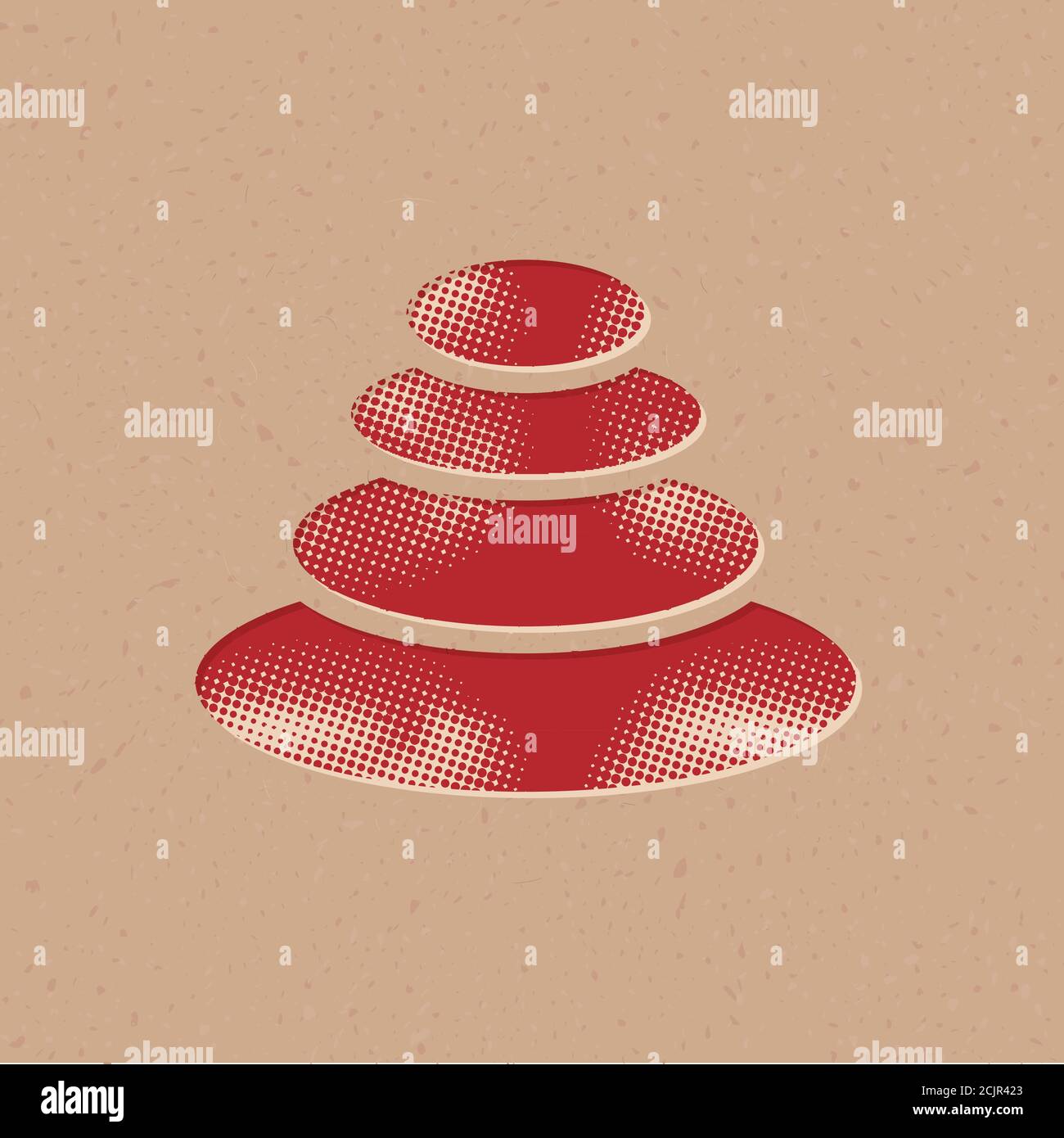 Stacked stone icon in halftone style. Grunge background vector ...