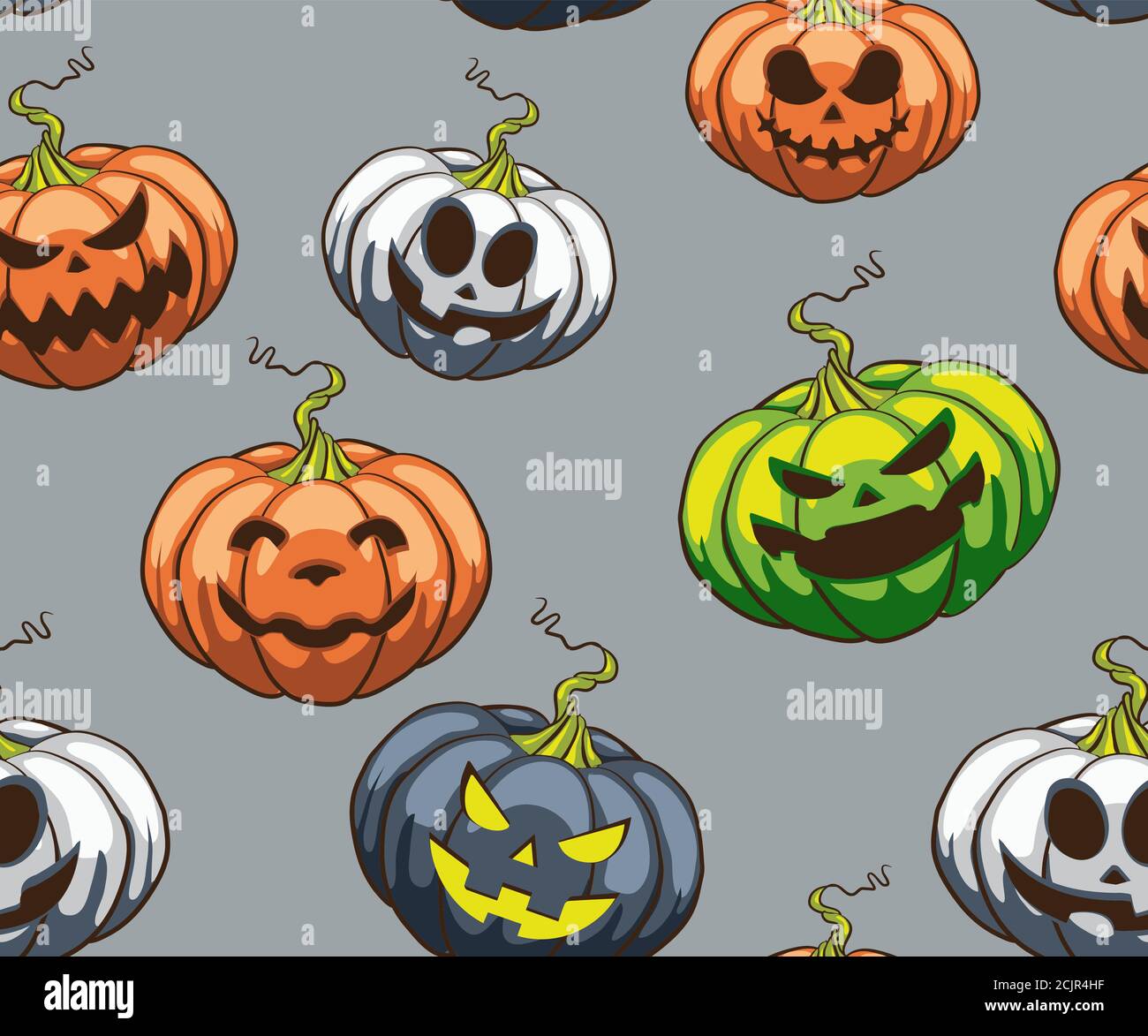 Halloween pumpkin with funny scary faces different shapes and colors ...